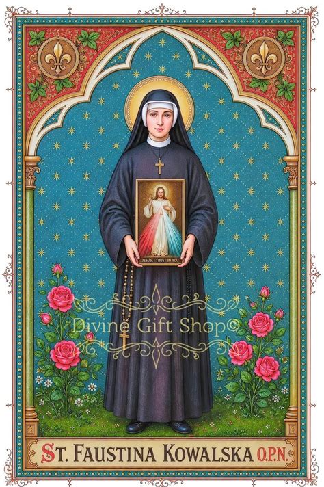 Saint Faustina Kowalska Icon Print Patron Saint Of Divine Mercy