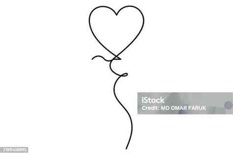 하트 모양의 풍선 하트 풍선 고립 된 벡터 일러스트 레이 션의 연속 한 선 그리기 공휴일에 대한 스톡 벡터 아트 및 기타 이미지