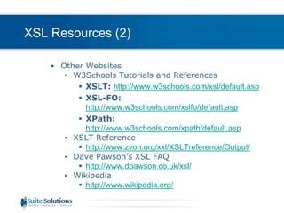 Overview Of XSL XPath And XSL FO PPTX