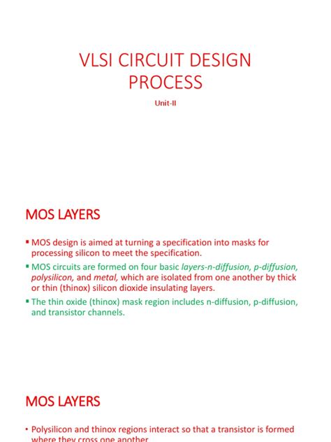vlsi circuit design process unit ii pdf cmos mosfet