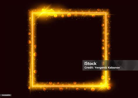 불꽃 조명탄 반짝임 플래시 매직 골드 빛 효과 현대 빛나는 광장 텍스트에 대 한 빈 공간을 가진 럭셔리 사각형 프레임입니다 매력적인 축제 투명도 역동적인 그림입니다 격리 0