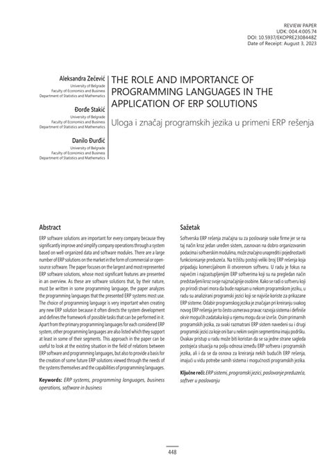 Pdf The Role And Importance Of Programming Languages In The