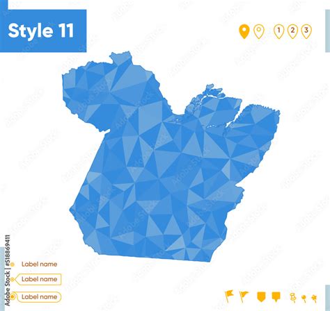 Para Brazil Blue Low Poly Map Polygonal Map Outline Map Vector