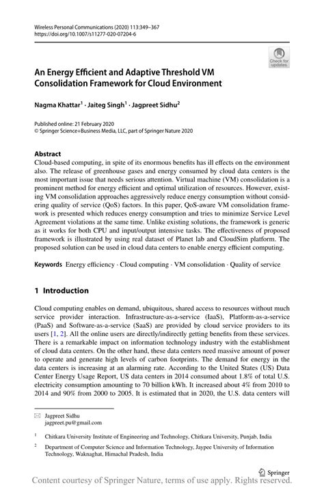 An Energy Efficient And Adaptive Threshold Vm Consolidation Framework For Cloud Environment