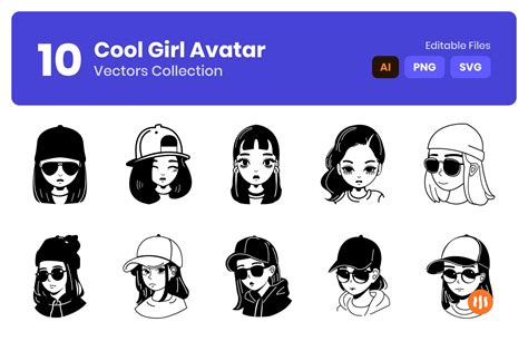 10 Cool Girl Avatar Git Aset
