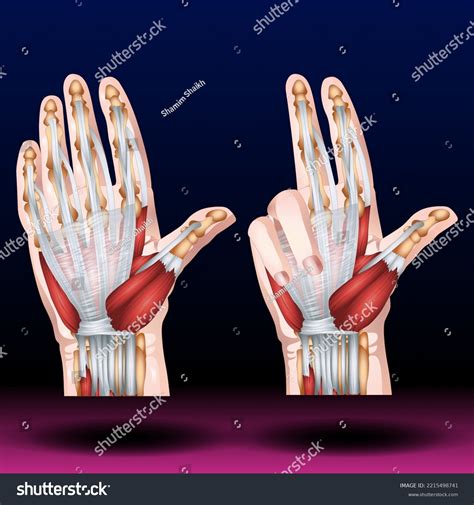 Hand Anatomy Muscles Structure Movement Bones Stock Illustration
