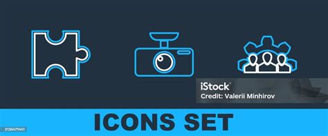 세트 라인 프로젝트 팀 베이스 퍼즐 조각 및 자동차 Dvr 아이콘 벡터 개념에 대한 스톡 벡터 아트 및 기타 이미지 개념 개체 그룹 경영자 Istock