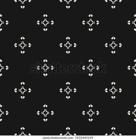 Vector Monochrome Minimal Seamless Pattern Small Stock Vector Royalty