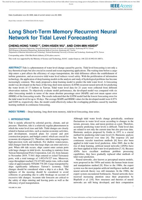 Pdf Long Short Term Memory Recurrent Neural Network For Tidal Level