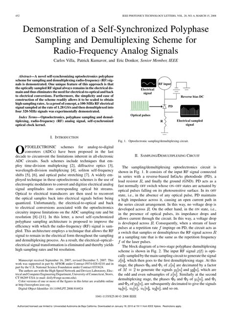 Pdf Demonstration Of A Self Synchronized Polyphase Sampling And