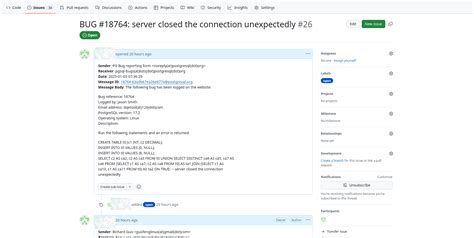 Postgresql Fwd Bug 18784 Bugs And Bugtracking