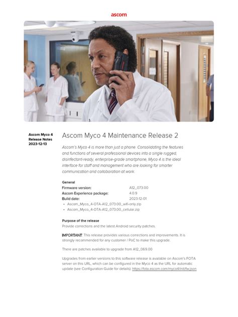 Release Notes Ascom Myco 4 Mr2 A1207300 Wifi Pdf Wi Fi Android Release Notes Ascom Myco 4 Mr2 A1207300 Wifi Pdf Wi Fi Android