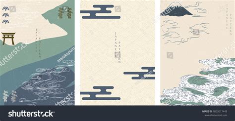 Japanese Template Hand Drawn Wave Pattern Stock Vector Royalty Free 1803017443