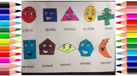 How To Draw Shapes Step By Step Easy Drawing And Colour Shapes Youtube