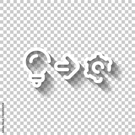 Process Of Implementation Business Icon White Linear Icon With Editable Stroke And Shadow On