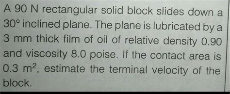 [answered] A 90 N Rectangular Solid Block Slides Down A 30 Inclined