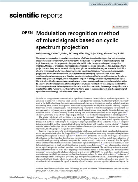 pdf modulation recognition method of mixed signals based on cyclic