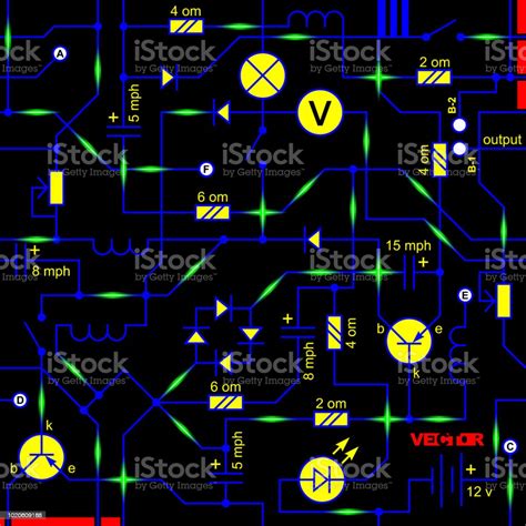 Vector Seamless Background Of Electrical Circuit Of Radio Device Stock Illustration Download
