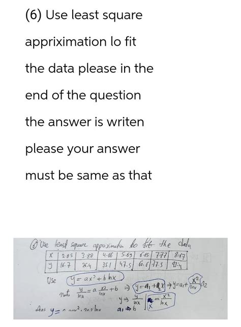 Solved 6 Use Least Square Appriximation Lo Fit The Data