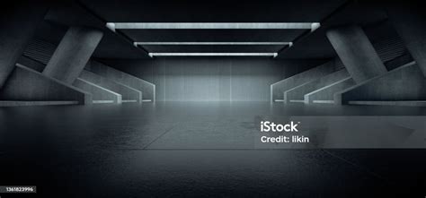 고급 배경 하이 엔드 시나리오 콘크리트 벽 3d 렌더링 부스 전시장 다크 기술 0명에 대한 스톡 사진 및 기타 이미지 0명