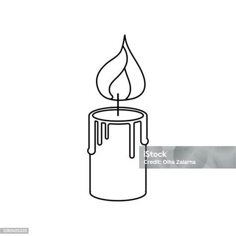 벡터 라인 아트 양초 격리 된 마법 굽기 항목 흰색 배경에 미스터리 화재의 검은 윤곽 색칠 만화 그림 기념관에 대한 스톡 벡터 아트 및 기타 이미지 Istock