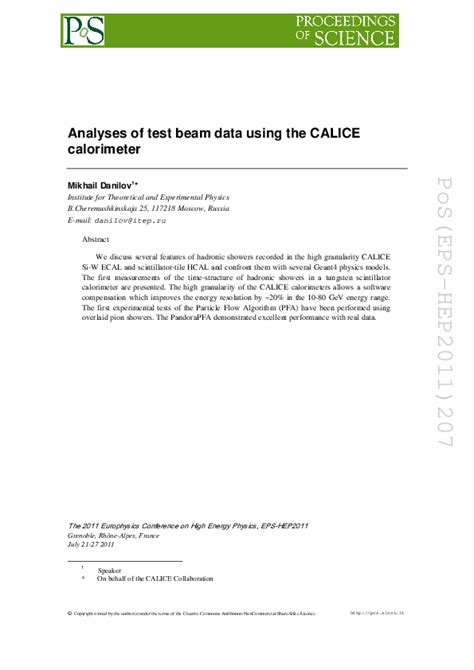 Pdf Analyses Of Test Beam Data Using The Calice Calorimeter