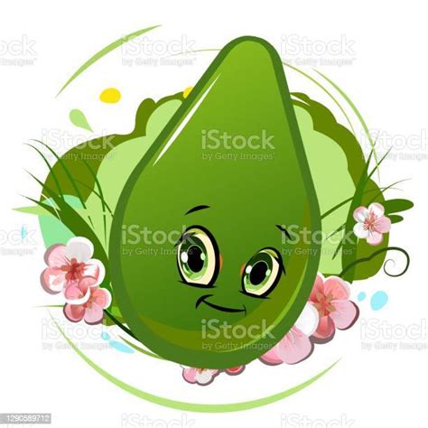 아보카도 쾌활한 미소 총구와 육즙 붉은 과일 만화 스타일 흰색 배경 위에 격리 벡터 그림입니다 밝은 여름 구성 0명에 대한 스톡 벡터 아트 및 기타 이미지 Istock