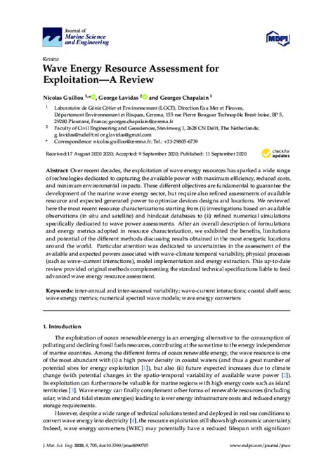 Pdf Wave Energy Resource Assessment For Exploitation—a Review