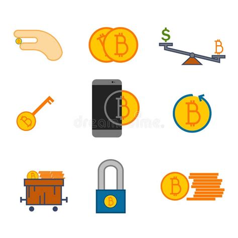 Simple Bitcoin Symbol Vector Illustration Graphic Set Stock Vector