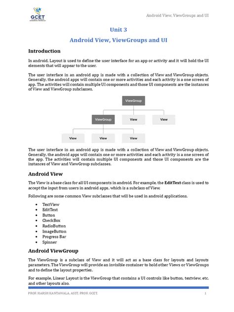 Android Unit 3 Pdf Class Computer Programming Page Layout