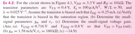 For The Circuit Shown In Figure 4 1 The Transistor Parameters Are Vt