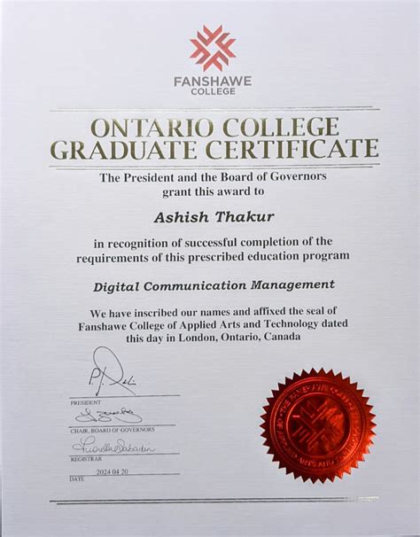 Ashish Thakur On Linkedin Digitalcommunication Achievement Fanshawecollege Grateful