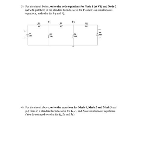 Solved 3 For The Circuit Below Write The Node Equations