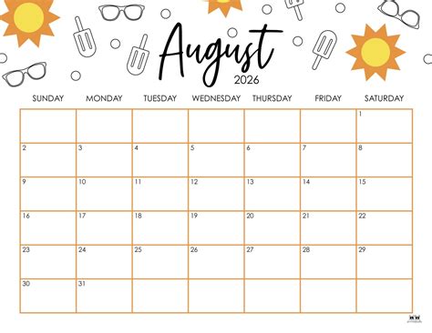 August 2026 Calendars 150 Free Printables Printabulls
