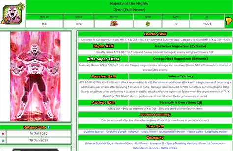 Universe 11 Card Concepts R Dbzdokkanbattle