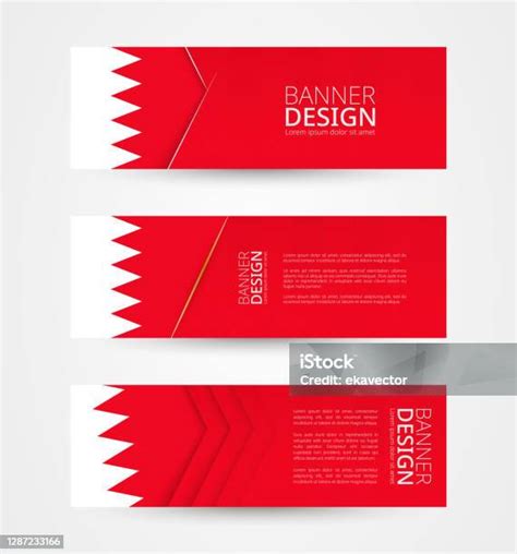 바레인의 국기와 세 개의 수평 배너의 세트 바레인 플래그 의 색상의 웹 배너 디자인 템플릿 0명에 대한 스톡 벡터 아트 및 기타 이미지 Istock