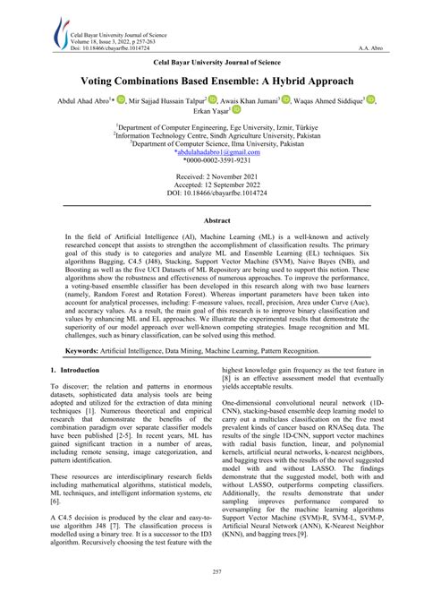 pdf voting combinations based ensemble a hybrid approach