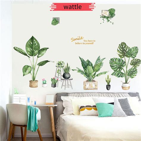 Wattle Classroom Dress Up Wall Sticker Pvc Cactus Tropical Leaves Wall