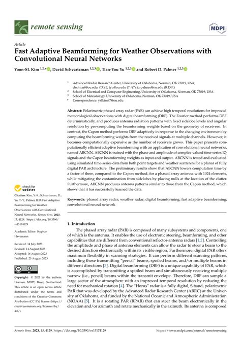 Pdf Fast Adaptive Beamforming For Weather Observations With Convolutional Neural Networks