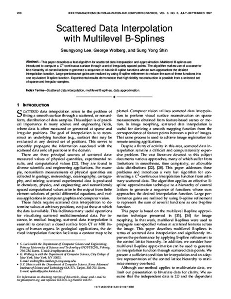Pdf Scattered Data Interpolation With Multilevel B Splines