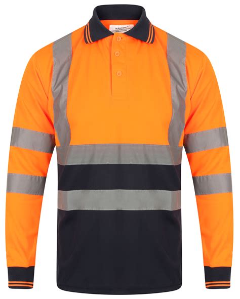 High Visibility Two Tone Long Sleeve Polo Shirt Kapton Work Wear