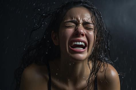Premium Photo A Woman Is Crying In The Rain