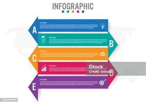5 옵션 화살표 모양 추상 요소 다이어그램 또는 프로세스와 비즈니스 플랫 아이콘 프레 젠 테이 션에 대 한 벡터 비즈니스 템플릿 비즈니스 Infographic 템플릿