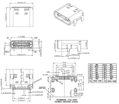 Type C Usb 3 1 Tipe C 16 Pin Smt Socket Smd Female Pcb 16p 16 P