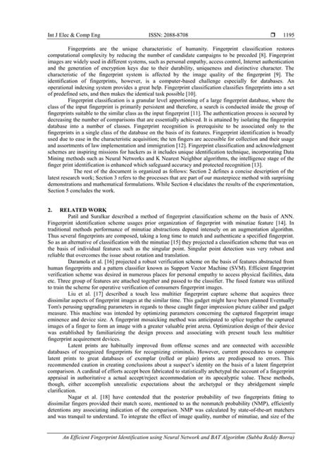 An Efficient Fingerprint Identification Using Neural Network And Bat Algorithm Pdf