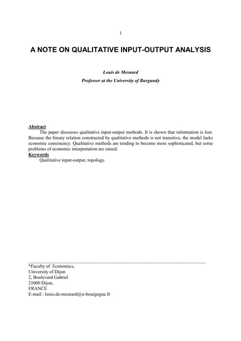 Pdf A Note On Qualitative Input Output Analysis
