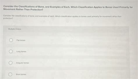 Solved Consider The Classifications Of Bone And Examples Of Each