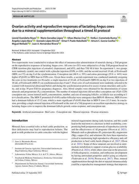 Pdf Ovarian Activity And Reproductive Responses Of Lactating Angus