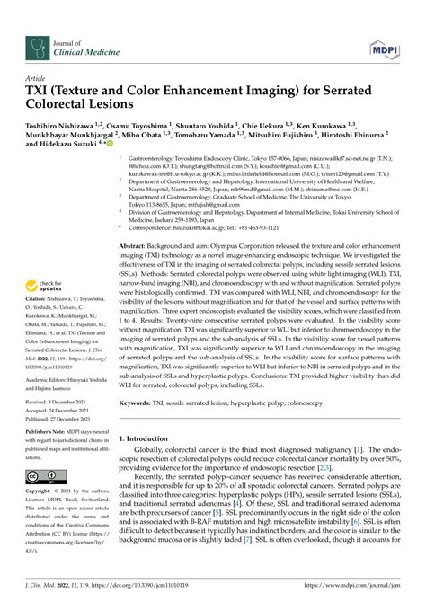 Pdf Txi Texture And Color Enhancement Imaging For Serrated Colorectal Lesions