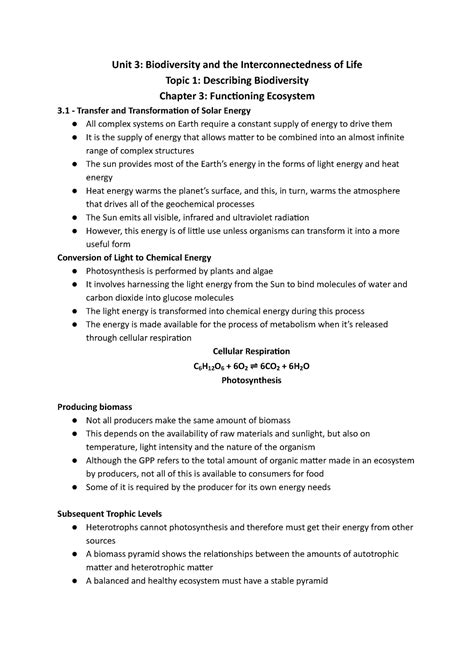 Functioning Ecosystem Year Biology Unit Biodiversity And The Interconnectedness Of